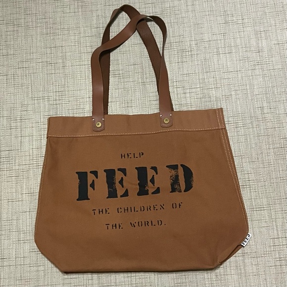 Feed | Bags | Feed Projects Meal Brown Canvas Tote Bag Leather Handles ...
